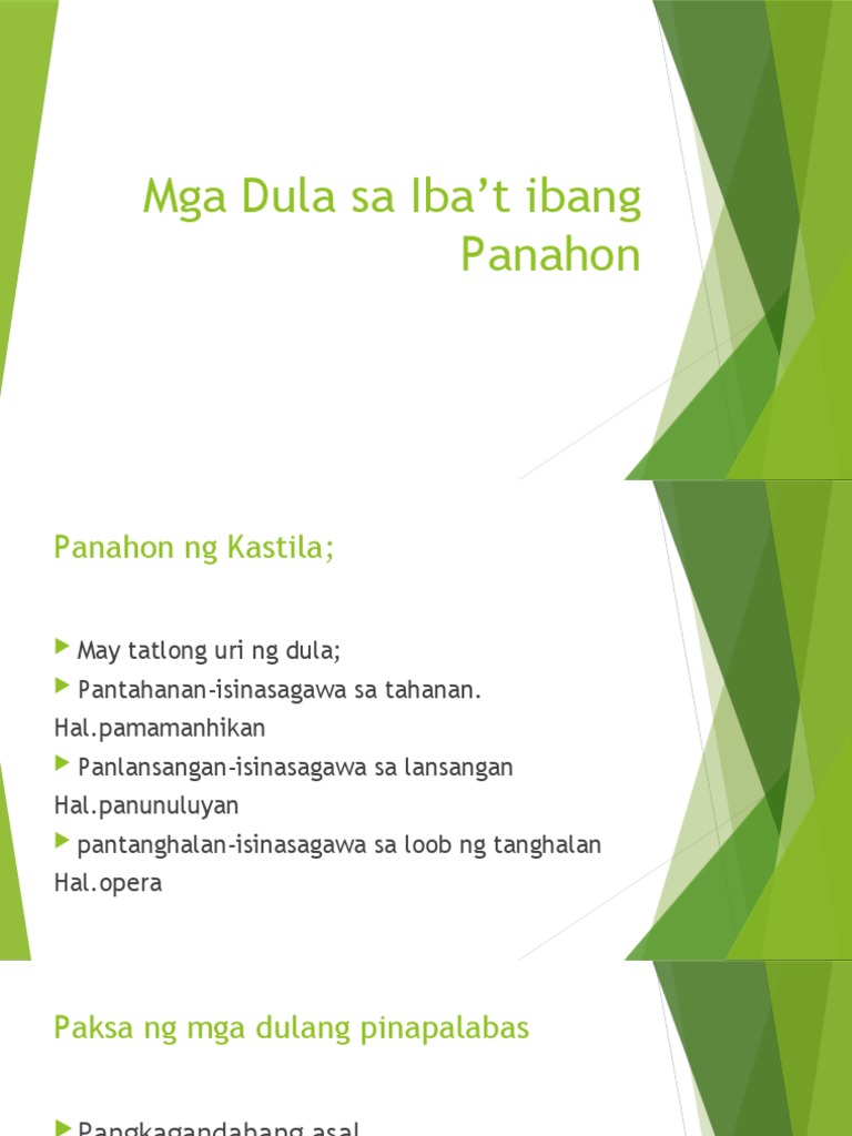 Mga Dula Sa Ibat Ibang Panahon | PDF