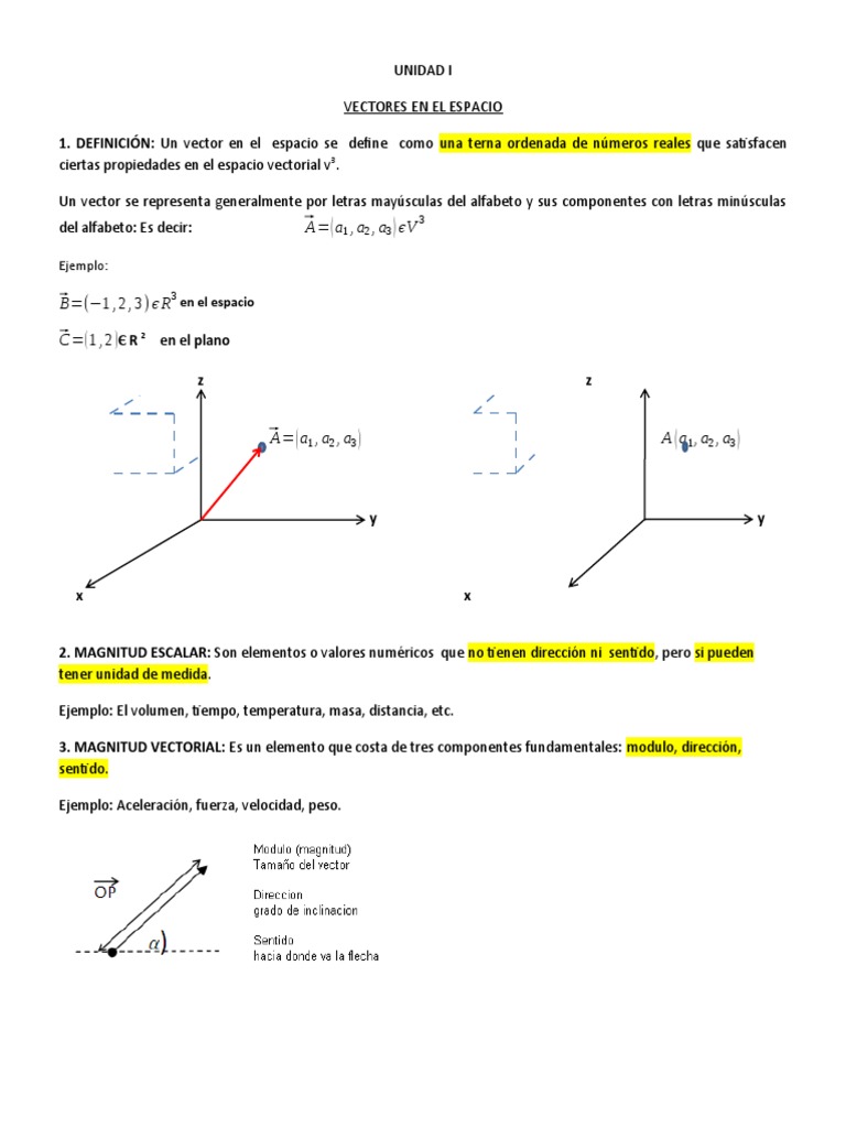 Unidad 1 Vectores en El Espacio 20 10 2020 | Descargar gratis PDF | Espacio vectorial | Vector ...