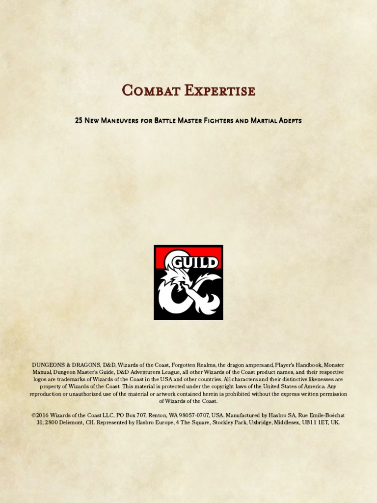 Combat Expertise 25 New Maneuvers | PDF | Wizards Of The Coast ...