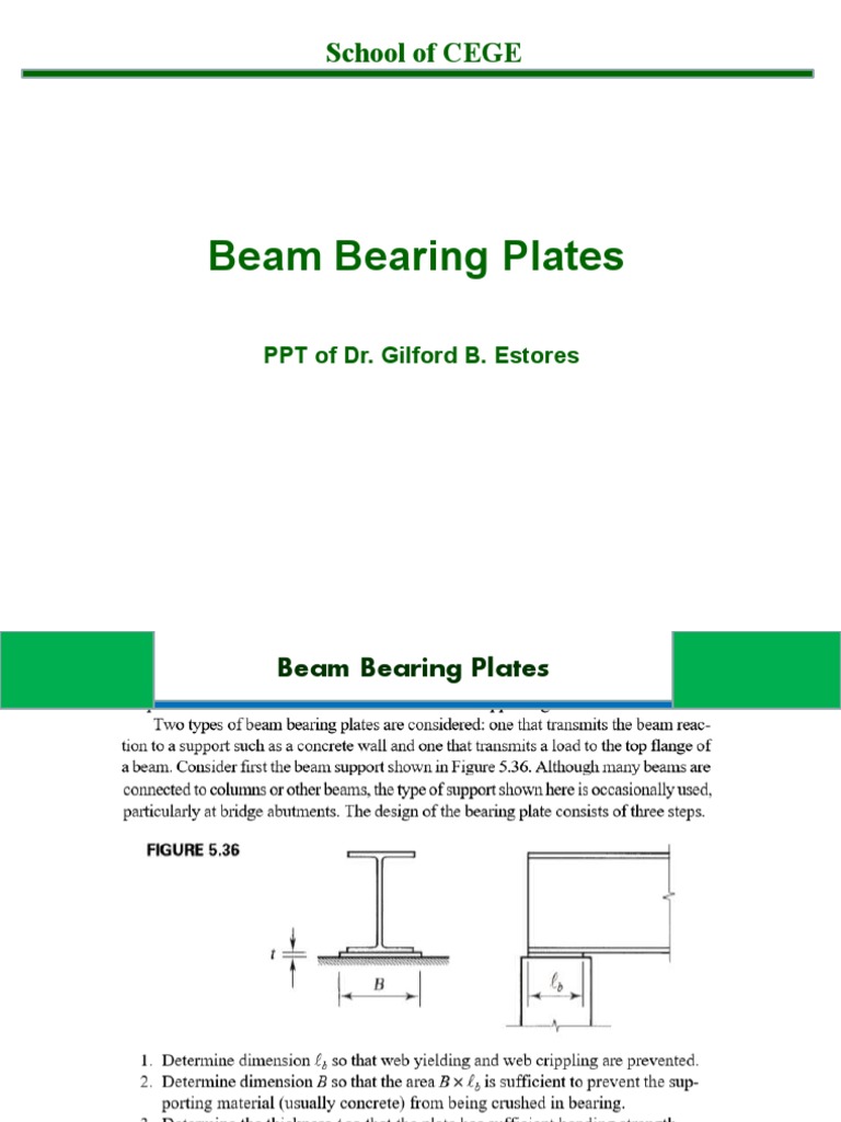 Beam Bearing Plates: School of CEGE | PDF