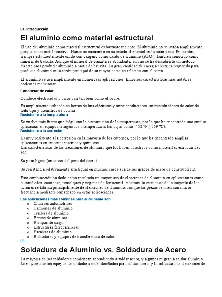 Uso Del Aluminio Como Estructuras | PDF | Soldadura | Construcción