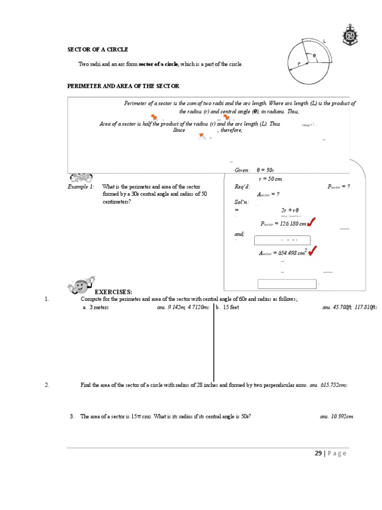 Lesson 6 Sector Segment | PDF | Area | Angle