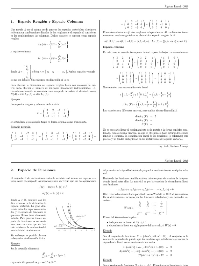 Espacio Renglón y Espacio Columna | PDF | Matemáticas | Geometría