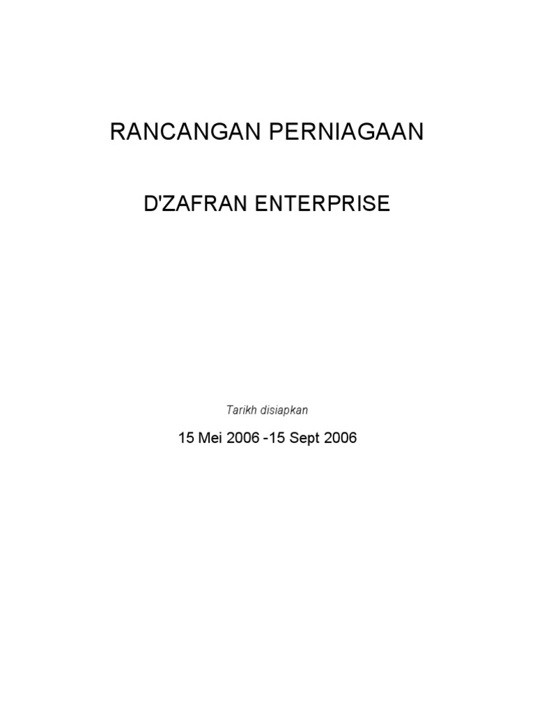 Contoh Perancangan Perniagaan | PDF