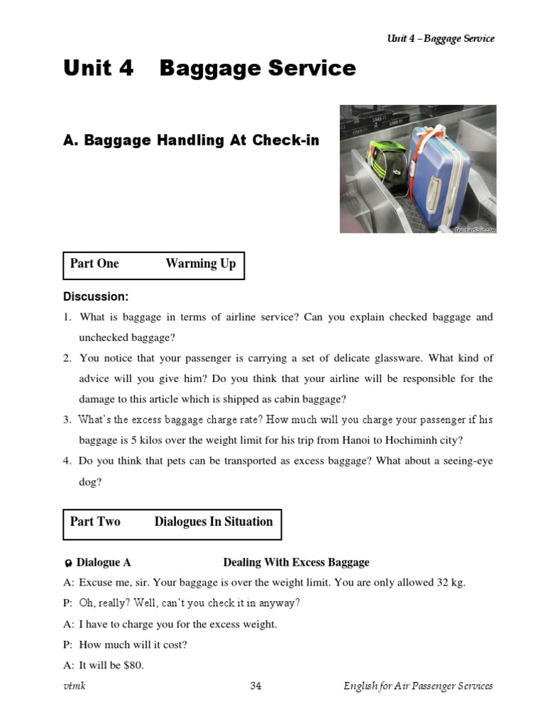 Unit 4 Baggage Service | PDF | Baggage | Transport