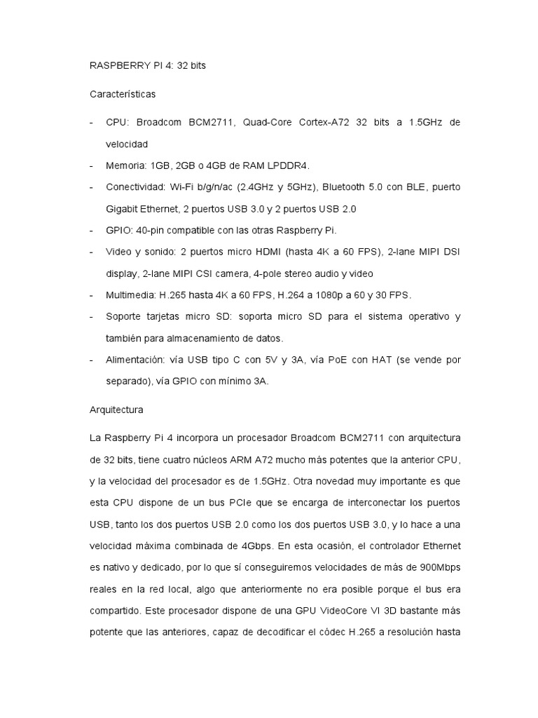 Raspberry Pi 4 | PDF | Raspberry Pi | Ingeniería Informática