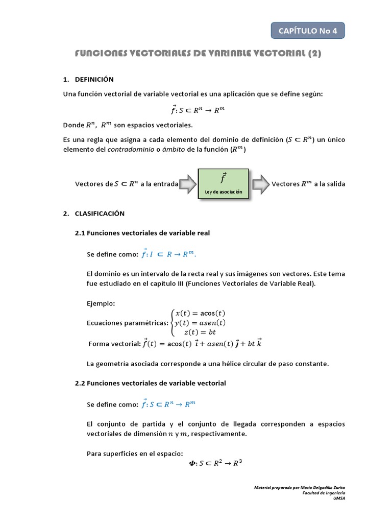 Funciones Vectoriales y Multivariables | PDF | Función (Matemáticas) | Vector Euclidiano