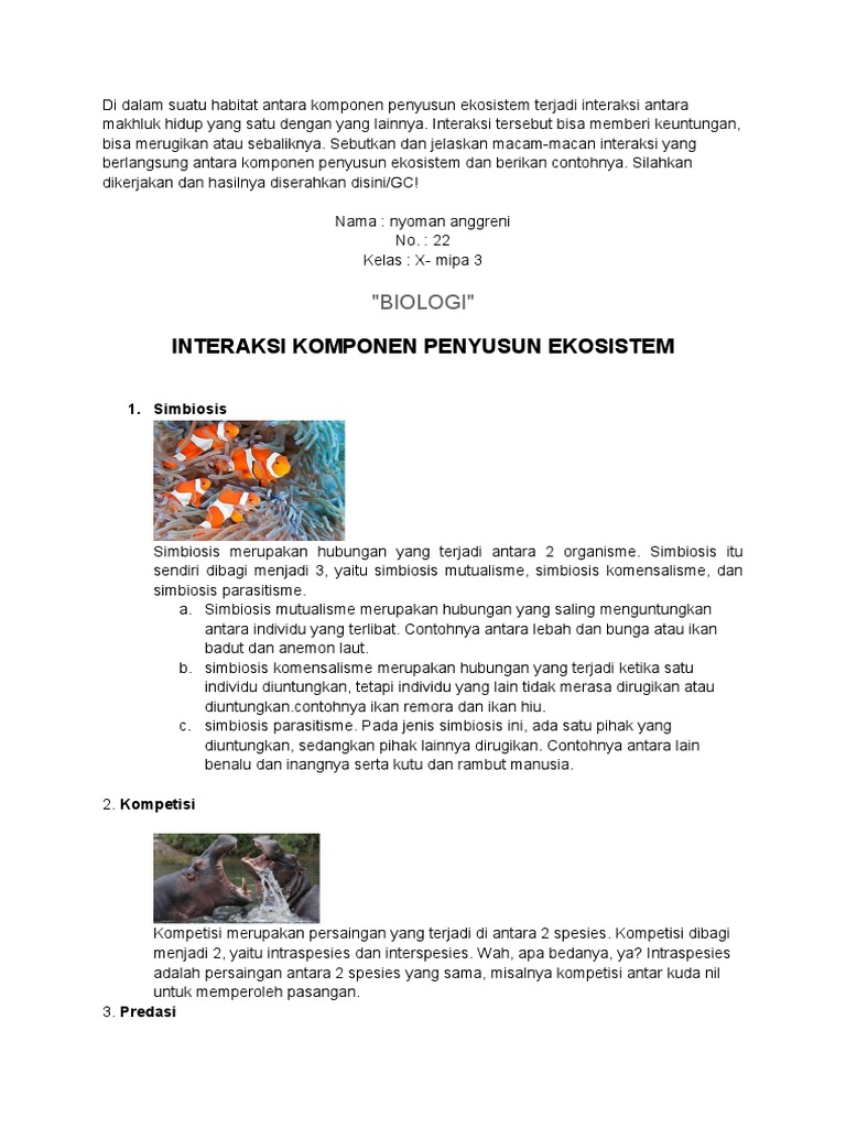 (Template) Di Dalam Suatu Habitat Antara Komponen Penyusun Ekosistem ...