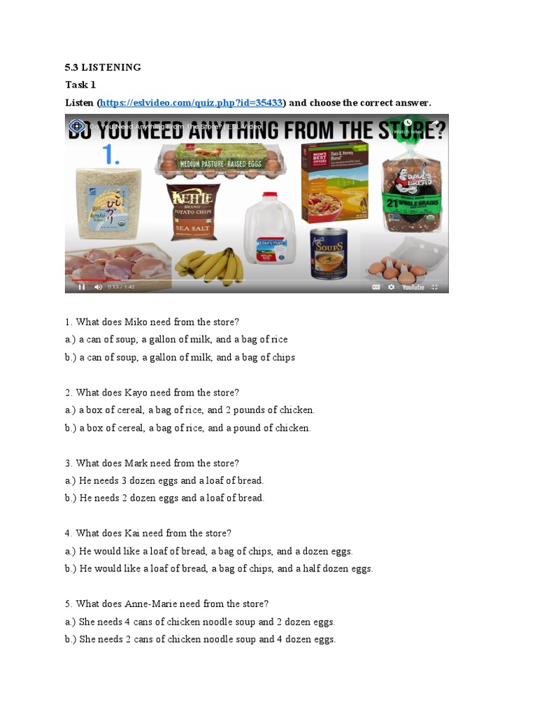 5.3 Listening Task 1 Listen and Choose The Correct Answer | PDF ...