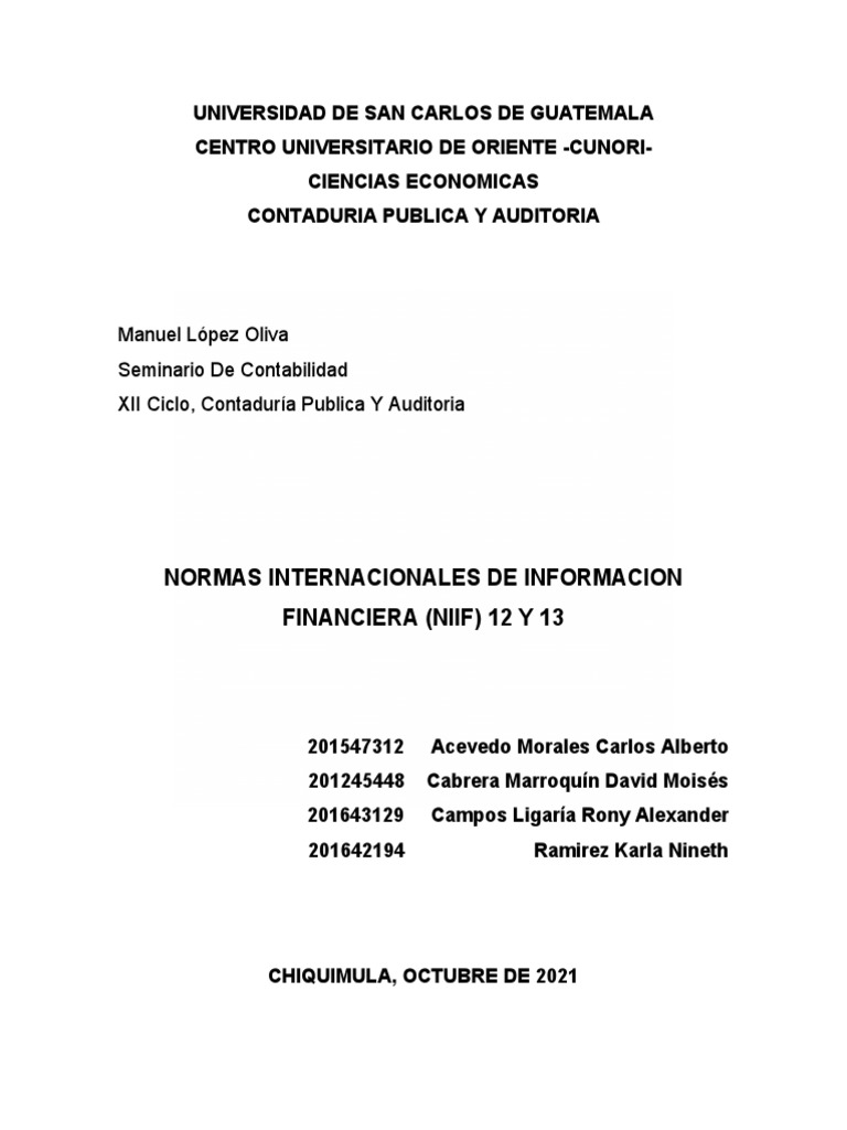 TRABAJO DE NIIF 12 Y 13-Modificado | PDF | normas internacionales de ...