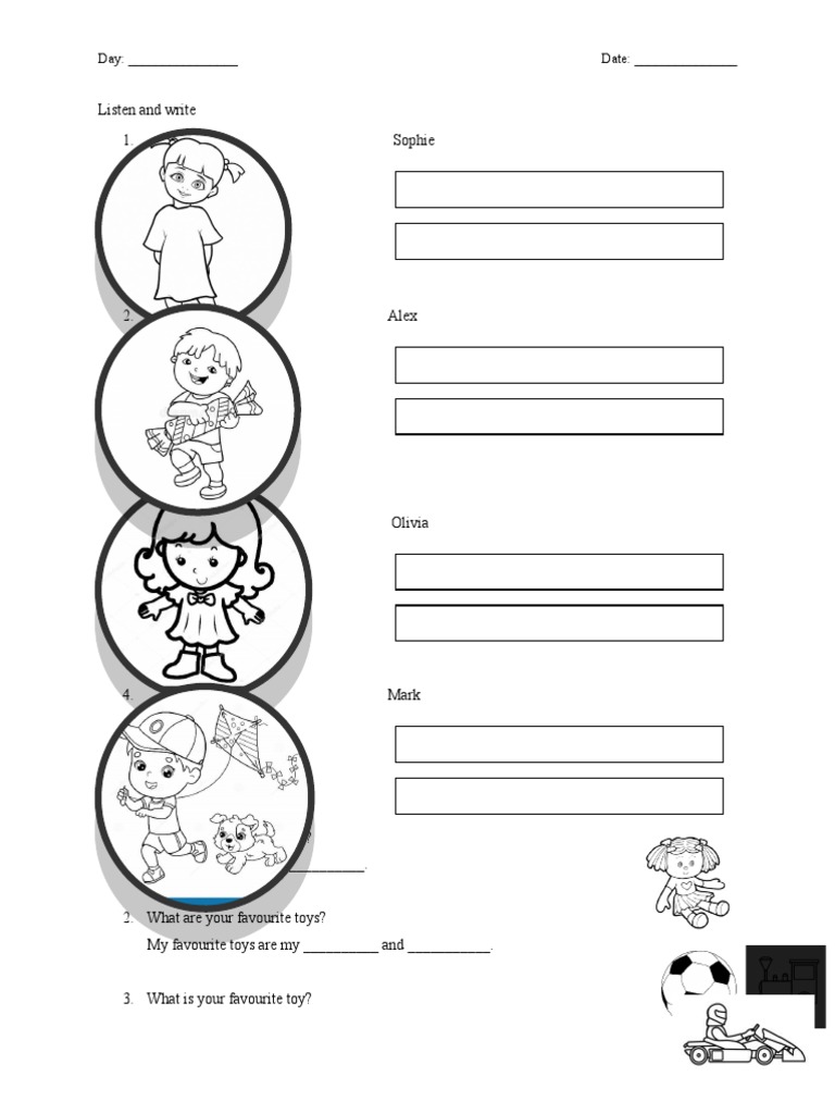 Listen and Write My Favourite Toys | PDF