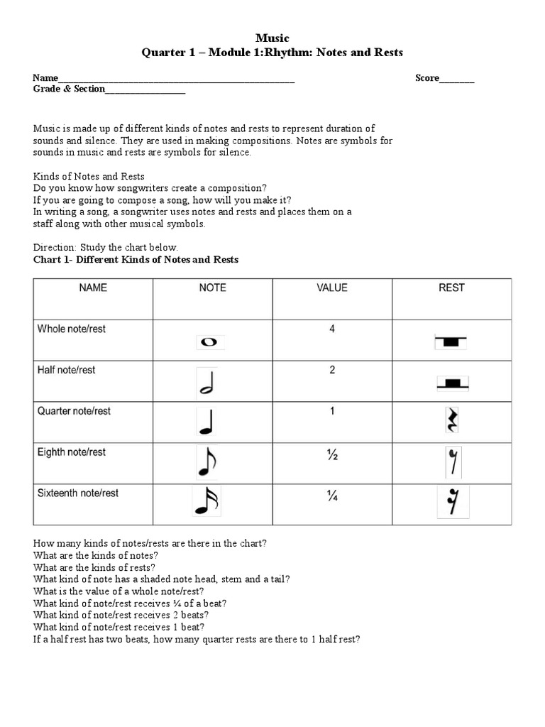 Las-Music-1st Quarter Module1 Week1 | PDF | Songwriter | Elements Of Music