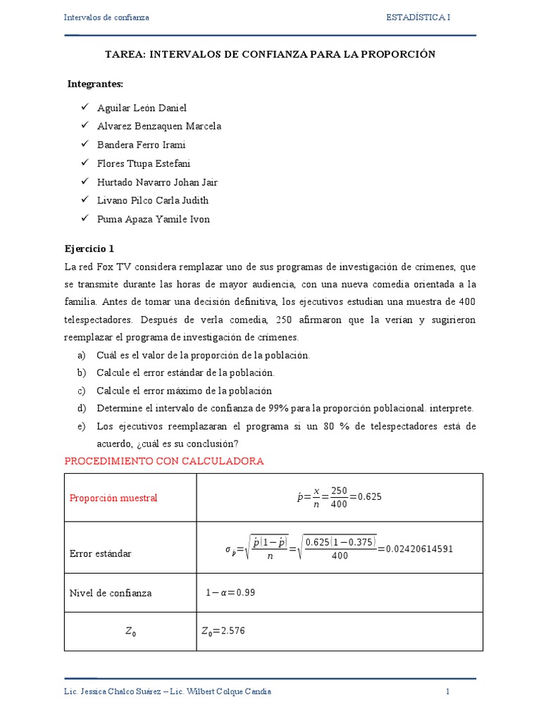 Intervalos de confianza para proporciones en diversas muestras | PDF | Intervalo de confianza ...