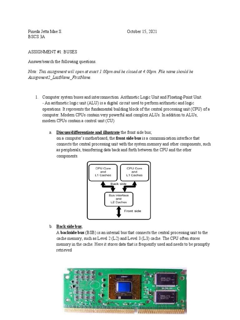 Assignment2 - Lastname - Firstname.: The Front Side Bus | PDF | Central ...