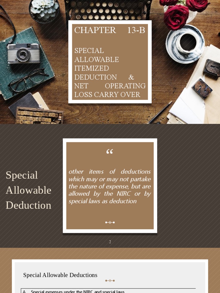 Chapter 13-B: Special Allowable Itemized Deduction & NET Operating Loss ...