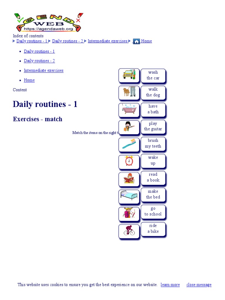 Daily Routines 1 - Match | PDF