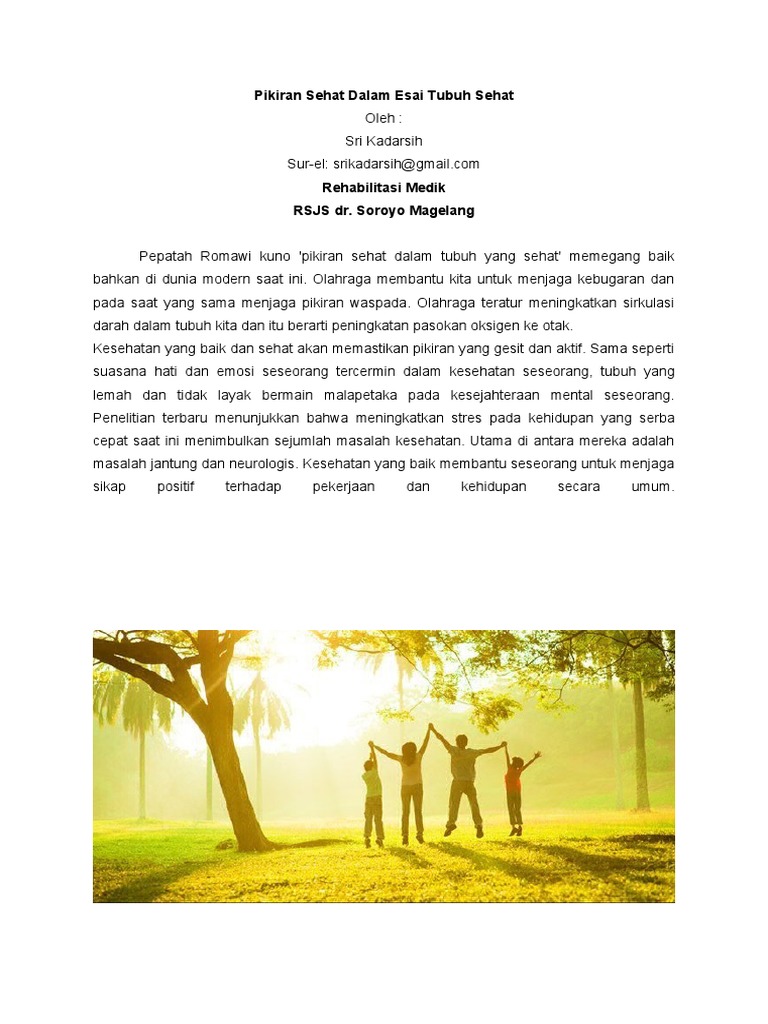 Pikiran Sehat Dalam Esai Tubuh Sehat | PDF