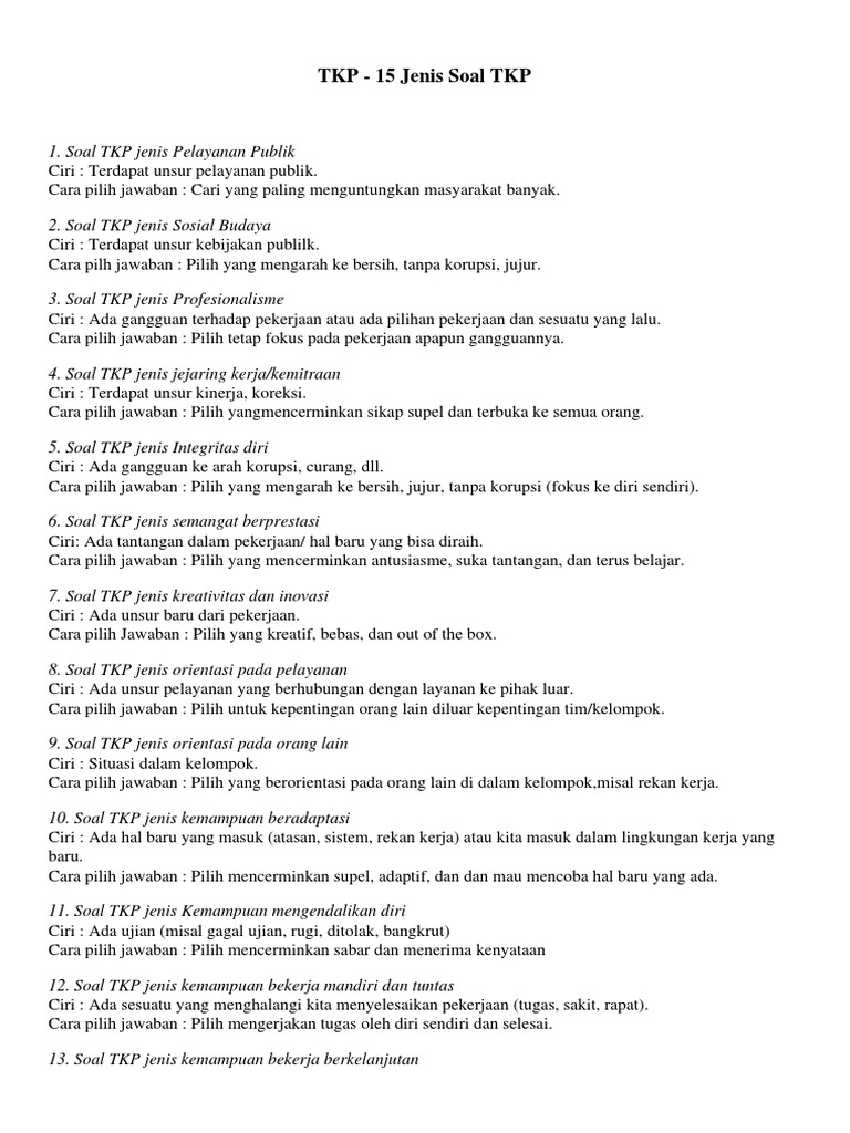 Materi Soal TKP | PDF