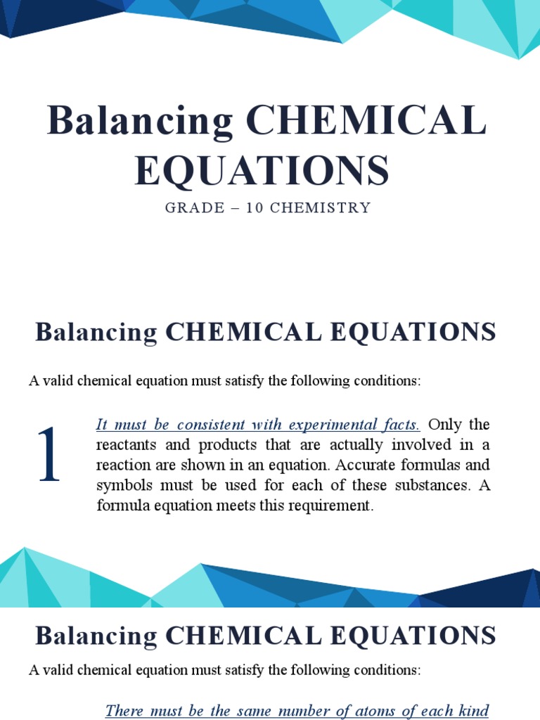 Balancing Chemical Equations | PDF | Chemistry | Chemical Substances