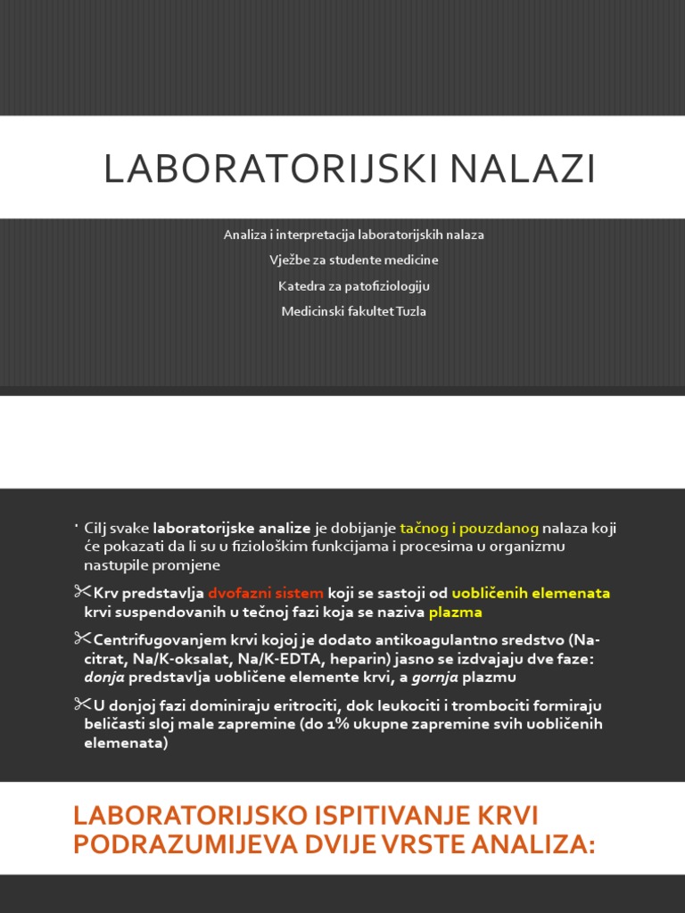 Laboratorijski Nalazi - Analiza I Interpretacija | PDF