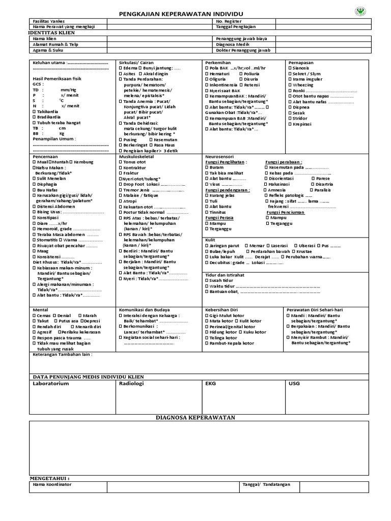 Format Ceklis Pengkajian | PDF