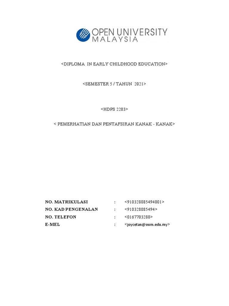 HDPS 2203 Pemerhatian Dan Pentafsiran | PDF