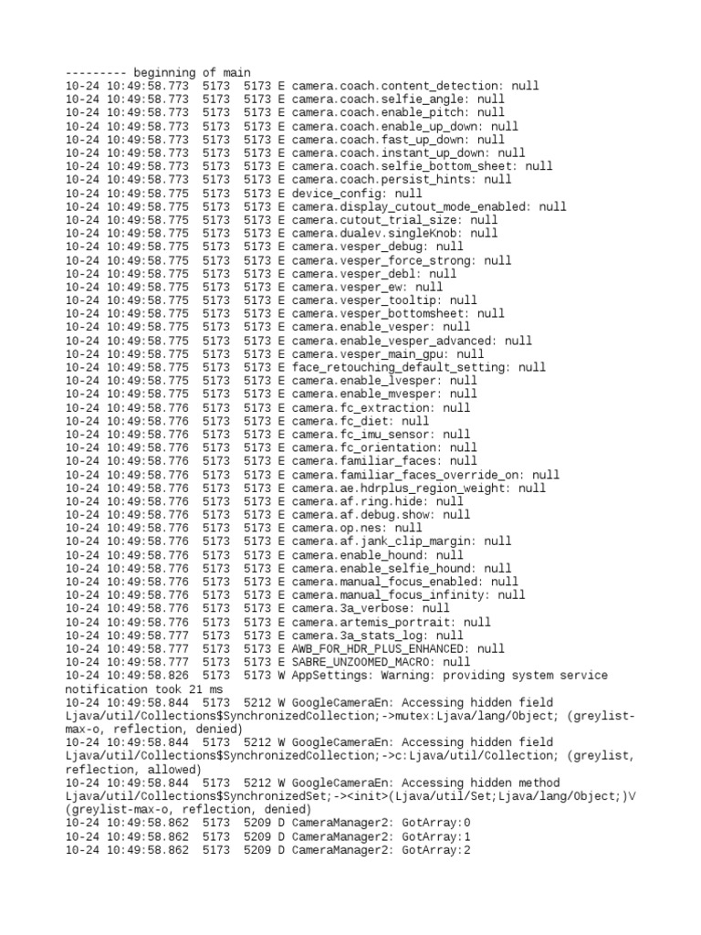 Camera Error and Debug Log | PDF | Computing | Software