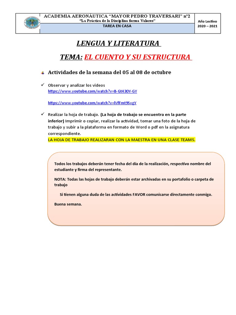LENGUA Y LITERATURA Semana 4.... Actividad | PDF | Estudios de idiomas ...