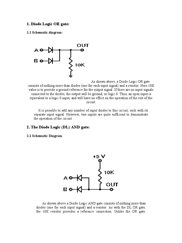 Diode Logic OR Gate:: 1.1 Schematic Diagram | PDF