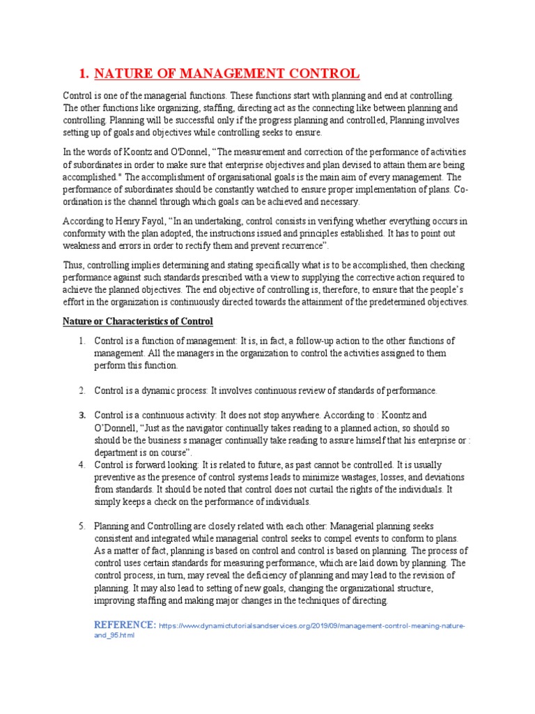 Nature of Management Control | PDF | Goal | Cognition