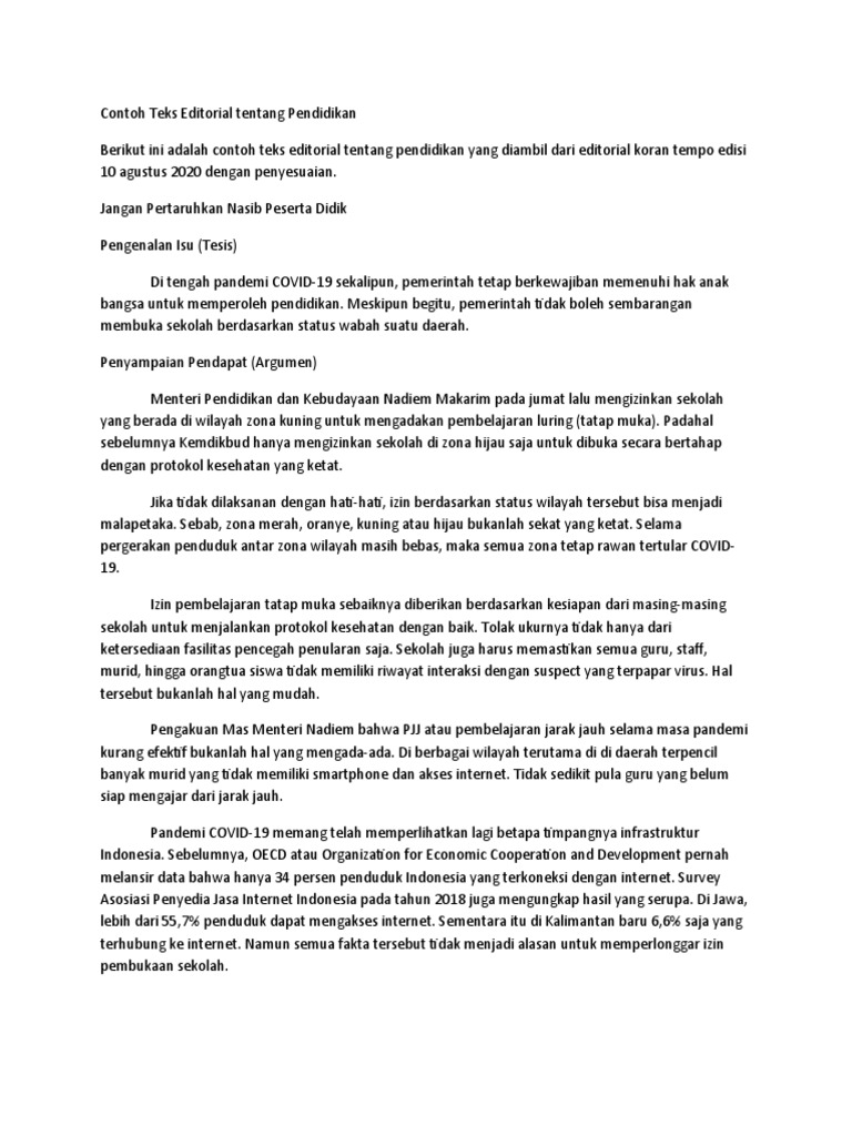 Contoh Teks Editorial | PDF