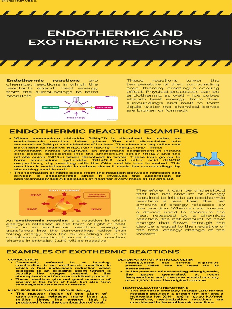 Overview of Endothermic & Exothermic Reactions | PDF | Chemical ...