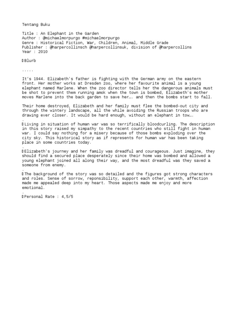 An Elephant in The Garden | PDF