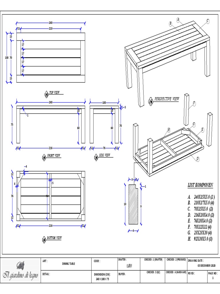 Dining Table Design Specifications | PDF