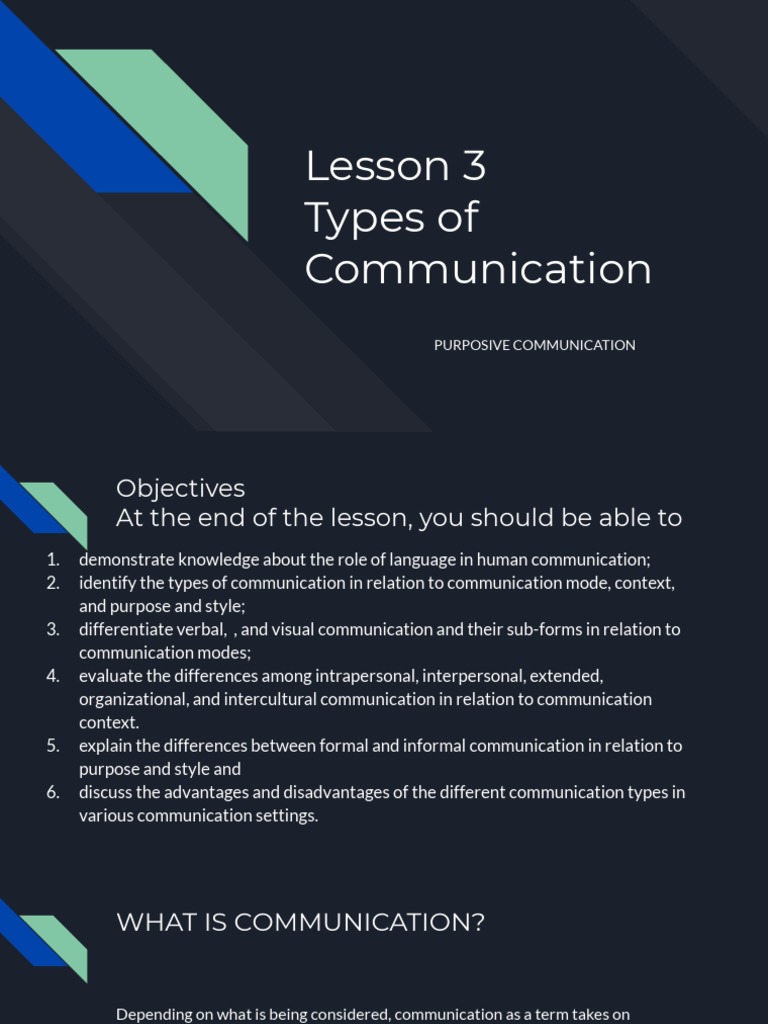 Lesson 3 Types of Communication | PDF | Communication | Nonverbal ...
