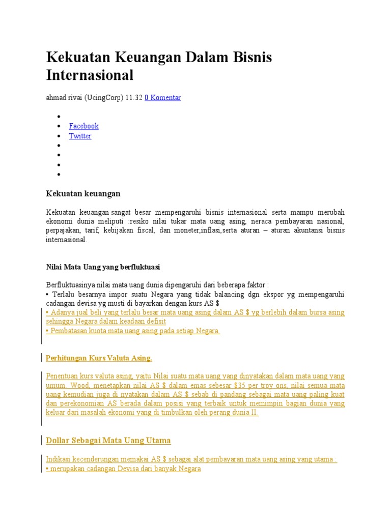 Kekuatan Keuangan Dalam Bisnis Internasional | PDF | Pengelolaan ...