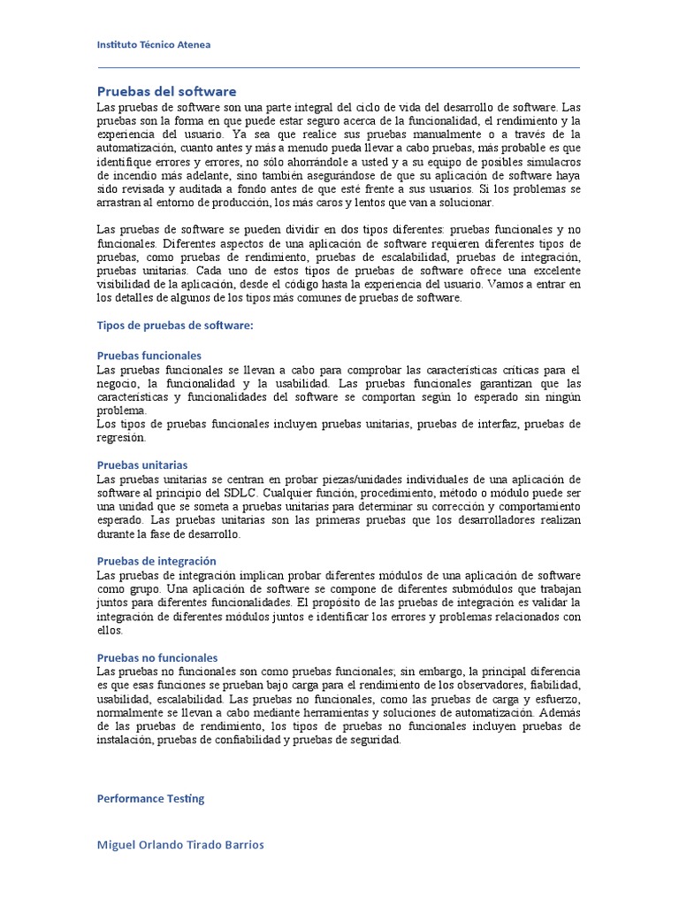 Pruebas Del Software | PDF | Software | Pruebas de software