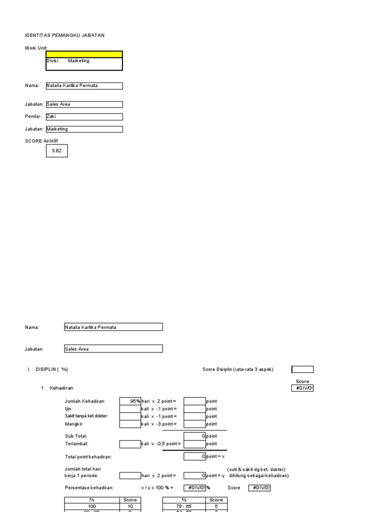 Form Penilaian Kinerja Karyawan | PDF