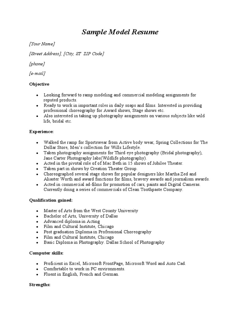 Sample Model Resume2 | PDF