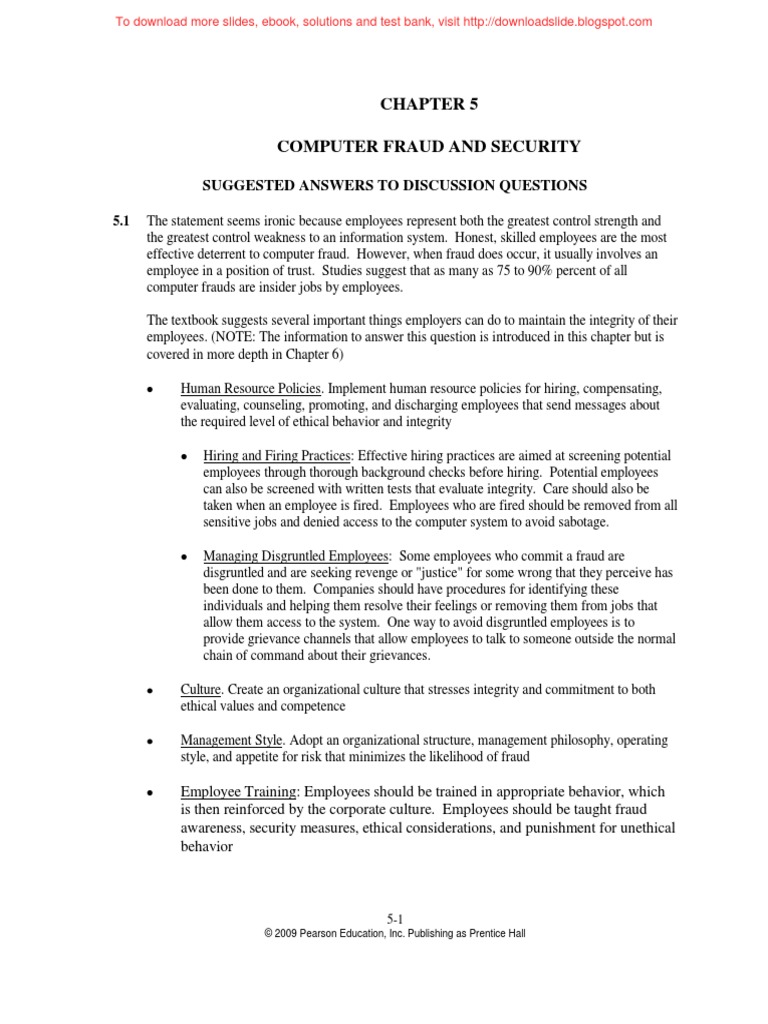 Computer Fraud and Security: Suggested Answers To Discussion Questions ...