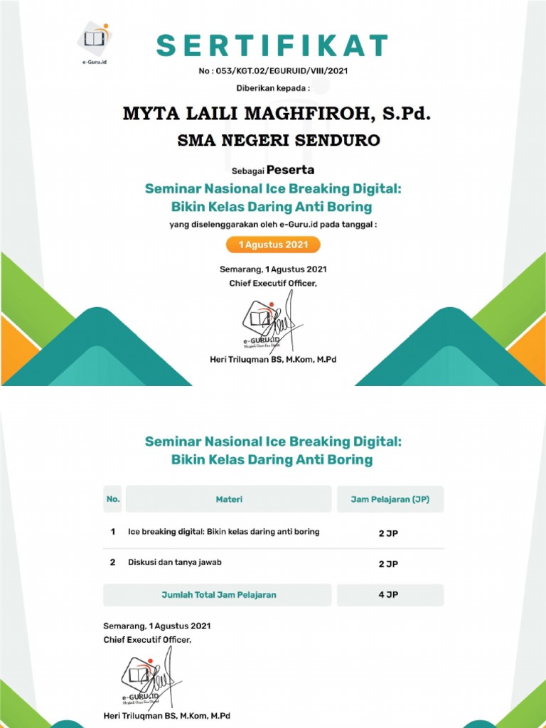 Sertifikat Semnas Ice Breaking Digital - PESERTA | PDF