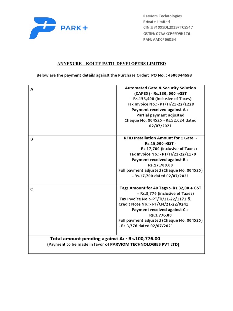 Annexure - Kolte Patil Developers | PDF | Payments | Taxes
