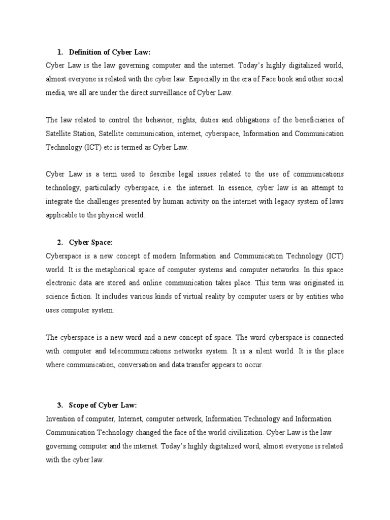 Definition of Cyber Law | PDF | Cybercrime | Cyberspace
