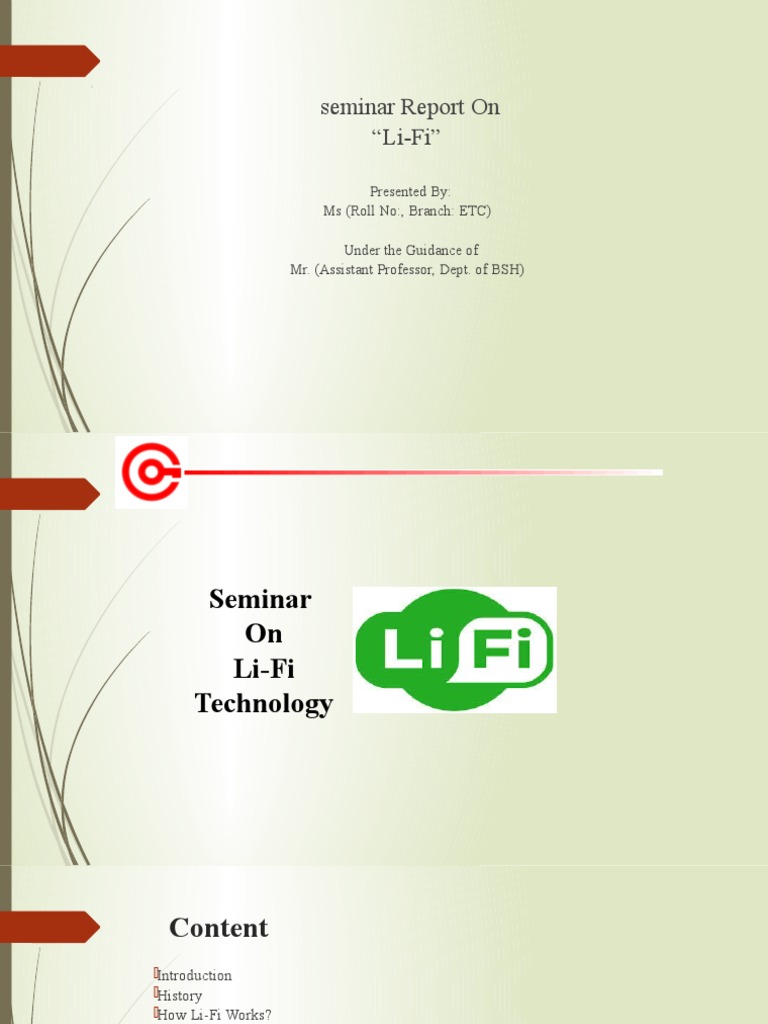 Lifi Technology PPT Light Fidelity | PDF | Wi Fi | Computing