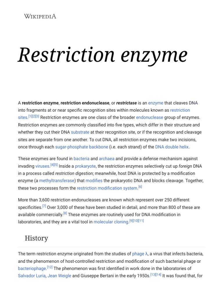 Restriction Enzyme | PDF | Restriction Enzyme | Biotechnology