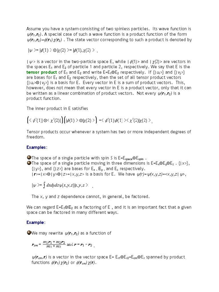 Tensor Product: Examples | PDF | Eigenvalues And Eigenvectors | Vector Space