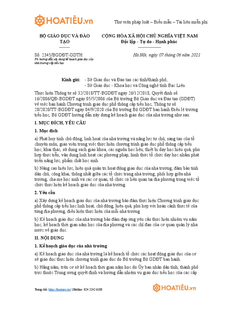 2345 BGDDT GDTH 2021 | PDF