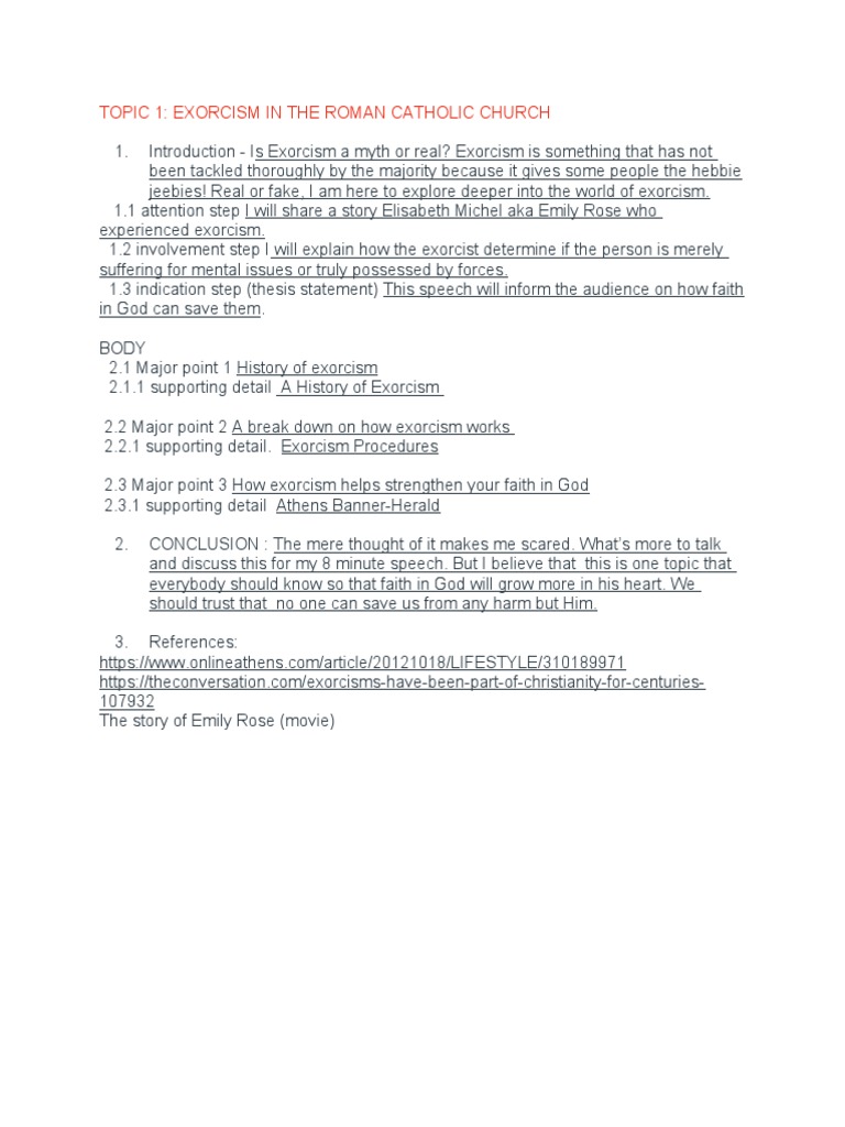 Exorcism Outline | PDF