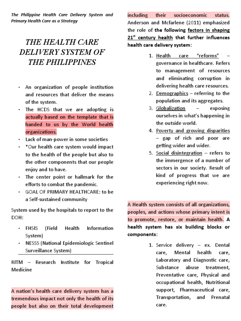 The Health Care Delivery System in The Philippines | PDF | Health Care ...