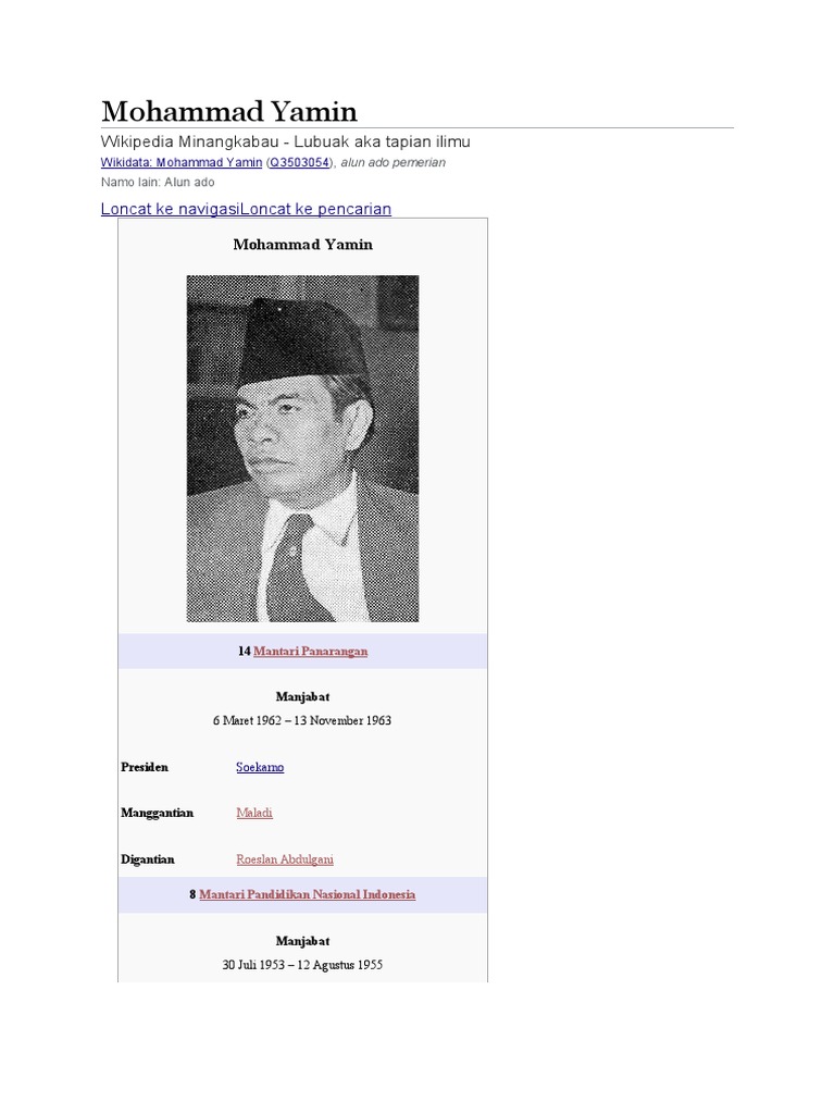 Biografi Mohammad Yamin | PDF